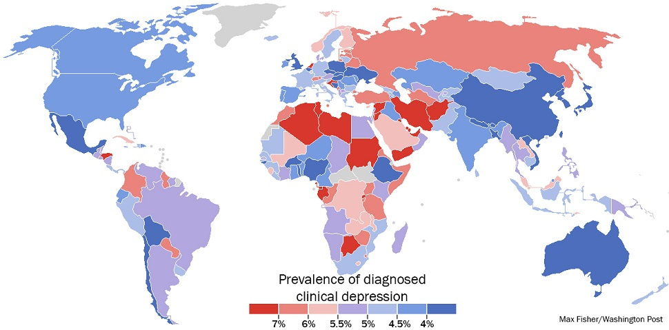 Cartografía de la tristeza: ¿En qué países del mundo hay más depresión ...